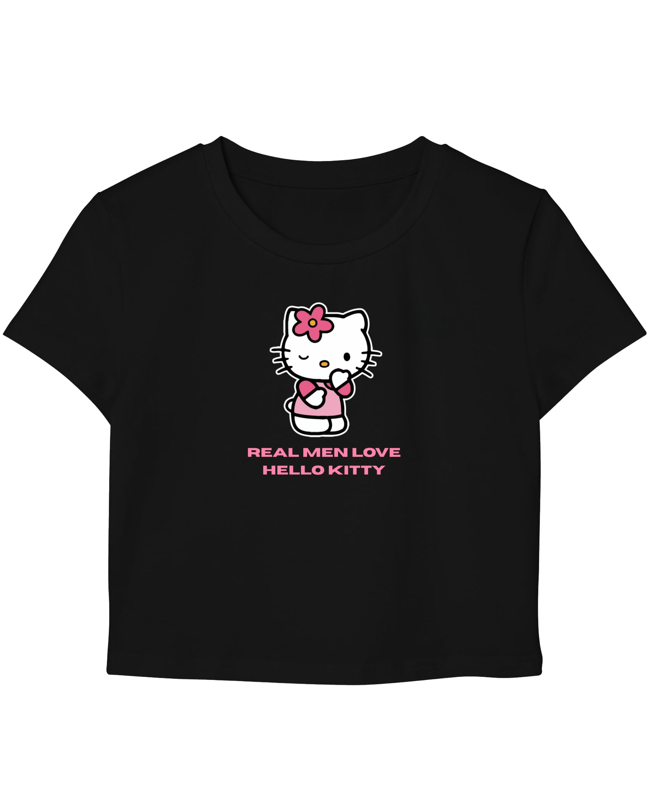 REAL MEN LOVE HELLO KITTY - Black Baby Tee – HoneyChilli